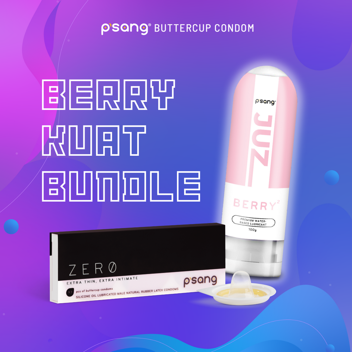 Berry KUAT Bundle (3pcs condoms + 1 lubricant) – P'sang - New Generation Condom